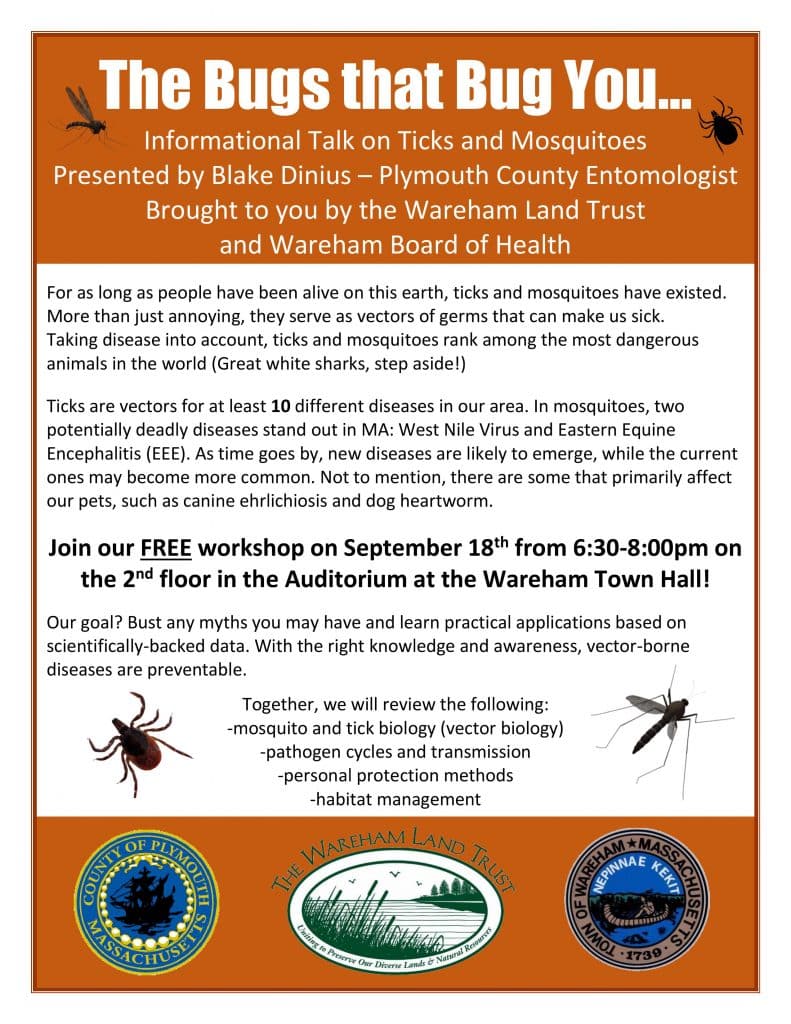 Tick and Mosquito Talk – September 18, 2019 – Wareham Land Trust